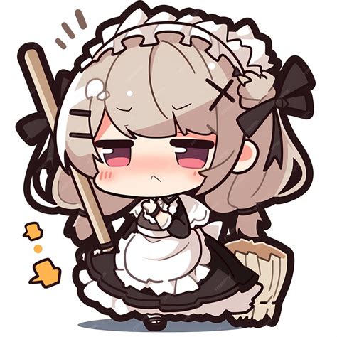 Premium Ai Image Minimal Japanese Kawaii Chibi Maid Girl Anime Vector