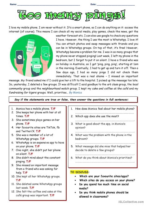 Easy Reading Too Many Pings General English Esl Worksheets Pdf And Doc