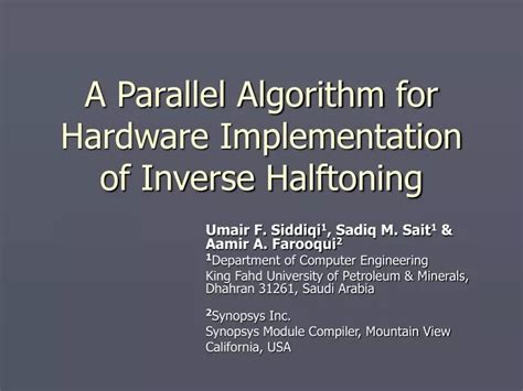 Ppt Efficient Parallel Algorithm For Inverse Halftoning Implementation Powerpoint Presentation