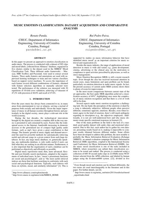 Pdf Music Emotion Classification Dataset Acquisition And Comparative