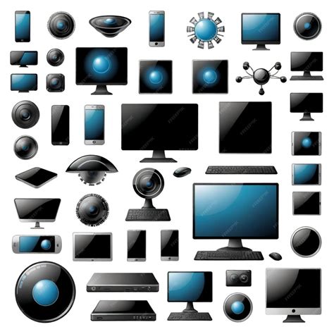 A Collection Of Different Objects Including A Tv Monitor And Other
