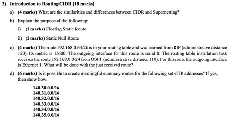Introduction To Routing CIDR Marks A B Chegg Com