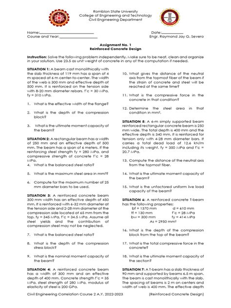 assignment no 1 pdf beam structure reinforced concrete