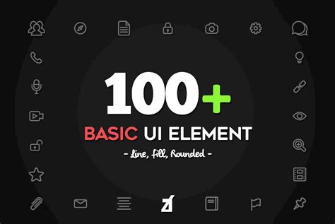 100 Basic Ui Element Icons Graphics Youworkforthem