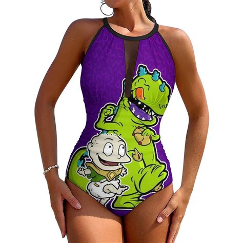 Rugrats One Piece Swimwear Sexy Mesh Monokini Swimsuit With Detachable