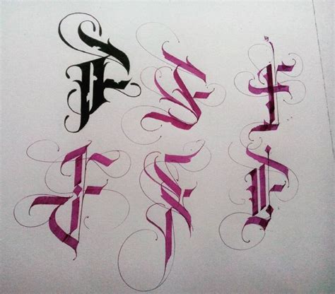 Various Graffiti Calligraphy Styles With Letter F