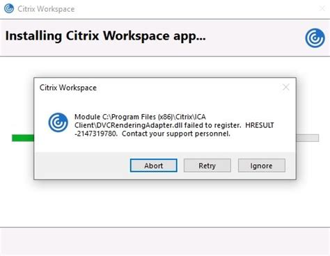 error installing citrix workspace app in the platform layer app