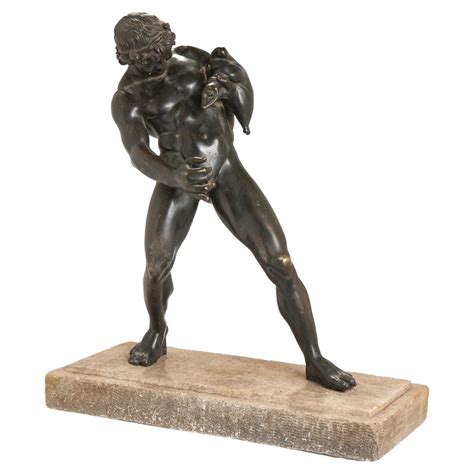 Italian Neoclassical Style Male Nude Sculpture In Patinated Bronze For