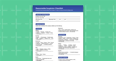 Reasonable Suspicion Checklist Hr Acuity