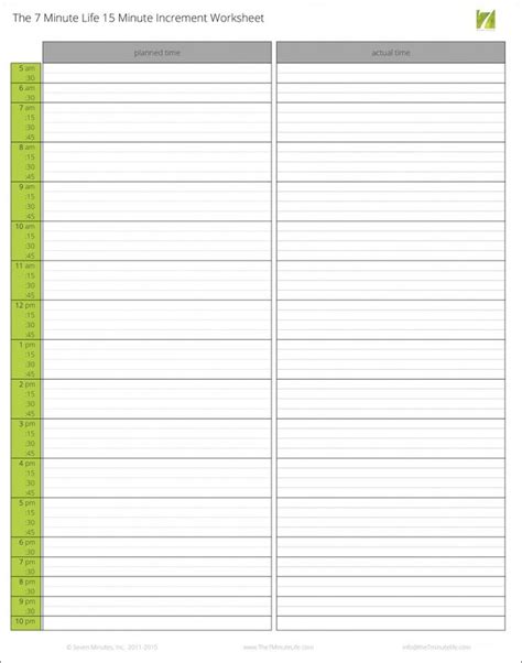 The 15 Minute Increment Time Management Worksheet Time Management