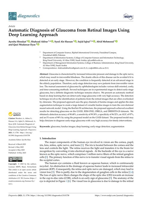 PDF Automatic Diagnosis Of Glaucoma From Retinal Images Using Deep Learning Approach