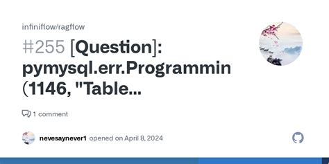 Question Pymysql Err ProgrammingError 1146 Table Rag Flow Task