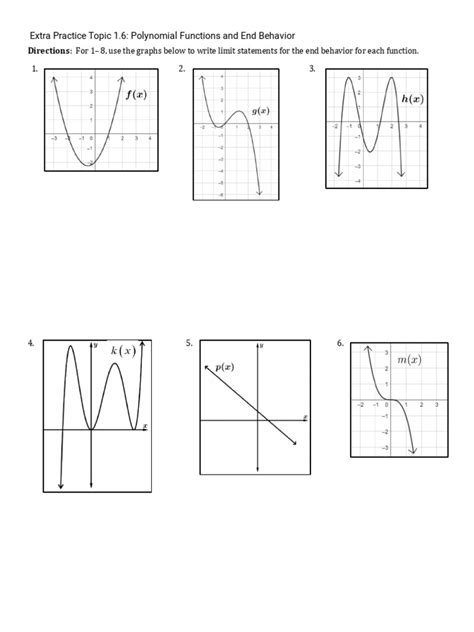 Extra Practice Topic 16 Polynomial End Behavior Pdf Equations