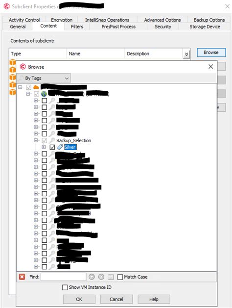 modify content to backup on aws subclient community