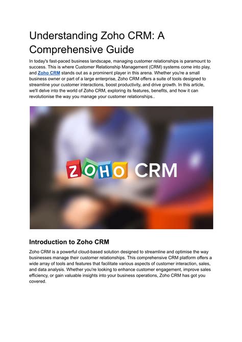 Ppt Understanding Zoho Crm A Comprehensive Guide Powerpoint