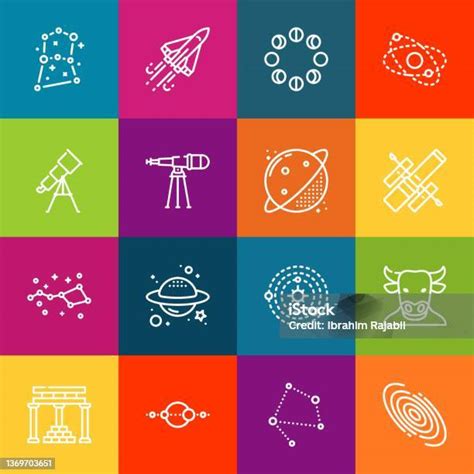 별자리 요소의 현대 얇은 선 아이콘 세트 프리미엄 품질 개요 기호 컬렉션 간단한 모노 리니어 픽토그램 팩 웹 그래픽을 위한