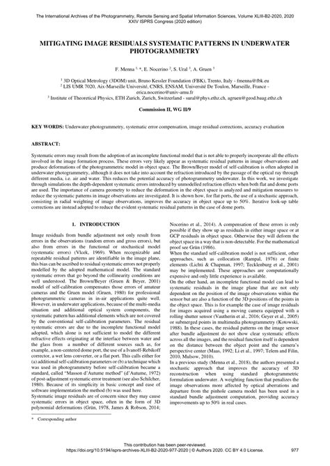 Pdf Mitigating Image Residuals Systematic Patterns In Underwater