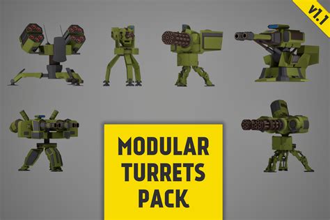 Polygon Modular Turrets 3d Guns Unity Asset Store