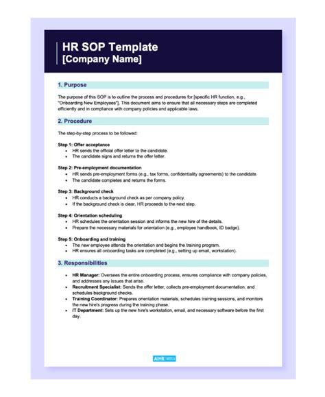 Hr Sop Template And Guide For Hr Leaders Aihr