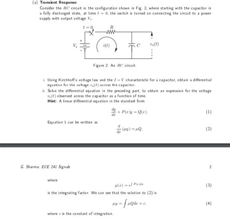 Solved A Transient Response Consider The RC Circuit In The Chegg Com