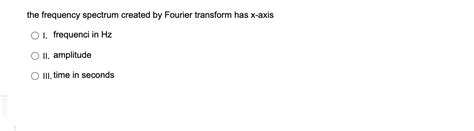 Solved The Frequency Spectrum Created By Fourier Transform Chegg Com