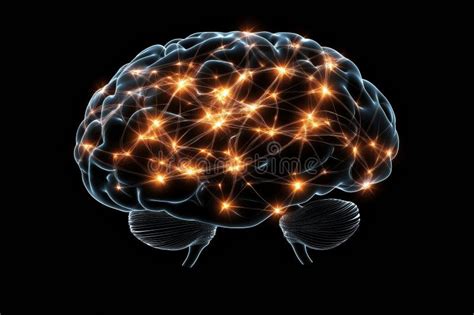 Glowing Neural Networks And Synapses Form An Abstract Representation Of A Human Brain Against A