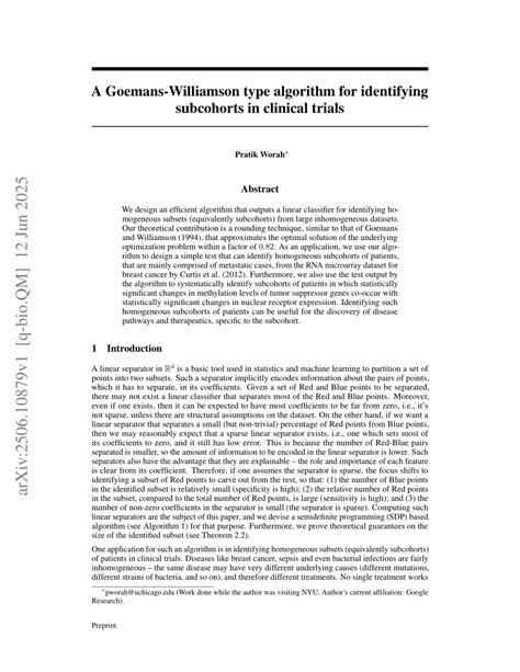 Pdf A Goemans Williamson Type Algorithm For Identifying Subcohorts In
