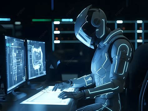 Intelligent Robot Computer Room Data Processing Advertising Background Robot Artificial