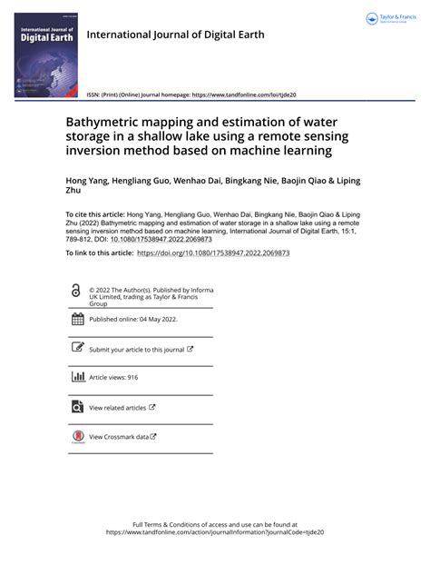 Pdf Bathymetric Mapping And Estimation Of Water Storage In A Shallow Lake Using A Remote