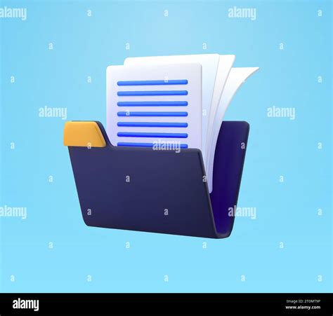 3d files and dark blue folder icon minimal style isolated on