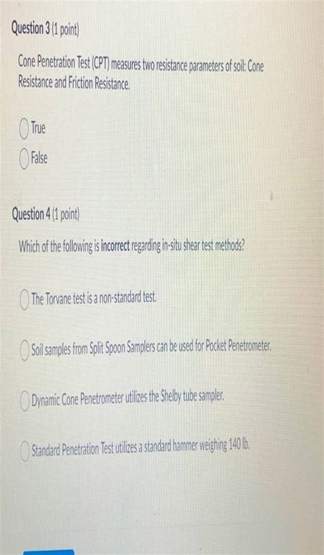 solved question 1 1 point given spt test results in the table