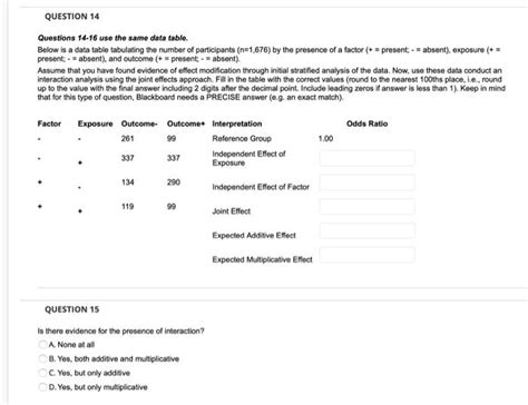 Solved Question 14 Questions 14 16 Use The Same Data Table