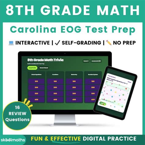 8th Grade Math North Carolina Eog Test Prep State Test Review Game