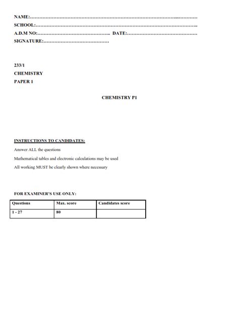 2023 Form 3 Chemistry Paper 1 End Term 1 Exam Elimu Cloud Notes