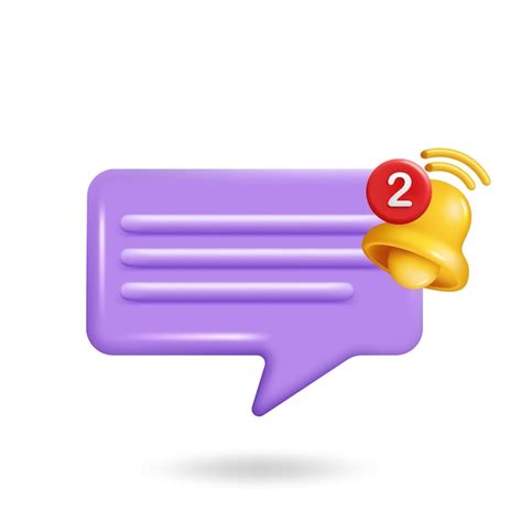 Premium Vector 3d Purple Speech Bubble And Notification Bell