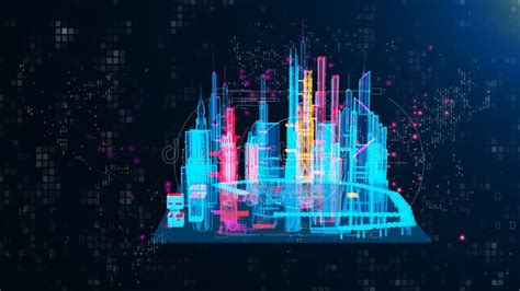 Smart City With Big Data Connection Technology Cityscape Telecommunication And Communication