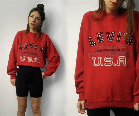 Vintage Levi S Pullover Red Levis Usa Crew Neck Sweatshirt Levi