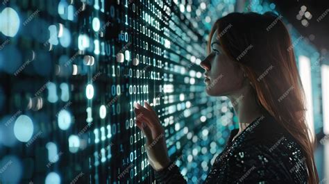 Premium Photo Binary Code Woman Working With Binary Code Concept Of