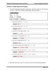PCD Answers Tutorial 03 Docx AACS1074 Programming Concepts And Design I Tutorial 3 Suggested
