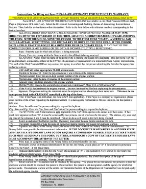 Fillable Online Dfs Affidavit For Duplicate Form Fax Email Print PdfFiller