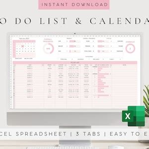 Task Planner Template Spreadsheet Excel Productivity Planner Household Planner To Do List