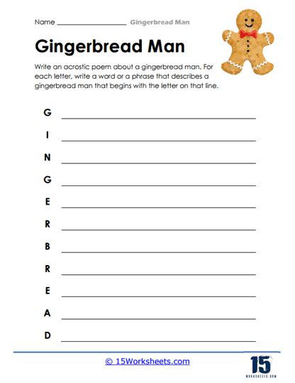 Gingerbread Man Worksheets Cookie Character Activities 15