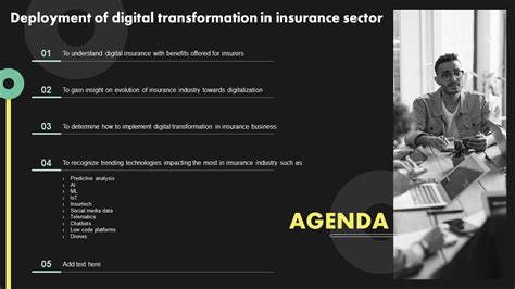 Agenda Deployment Of Digital Transformation In Insurance Sector Ppt Example