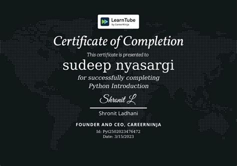 Python Completion Certificate 🎉 Sudeep S N