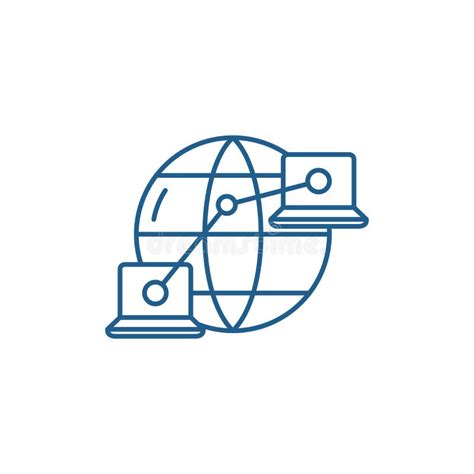 Global Network Line Icon Concept Global Network Flat Vector Symbol Sign Outline Illustration