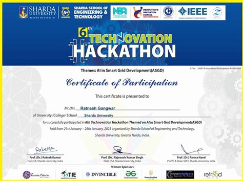 🌟 Thrilled To Share That I Participated In The 6th Hackathon Organized By Sharda University