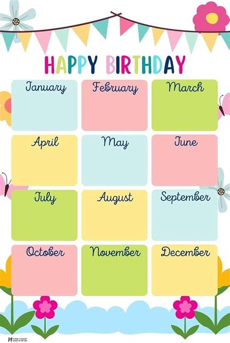 Best 13 Birthday Chart For Classroom Happy Birthday Poster Display Cool