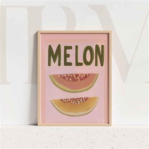 Melon Art Print Retro Fruit Wall Art Pink Kitchen Decor Pastel