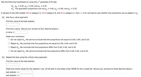 Solved Test The Following Hypotheses By Using The χ2