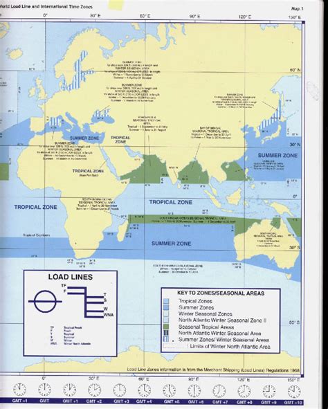 Load Line Zones And International Time Zones Map For Ships Pta 14824